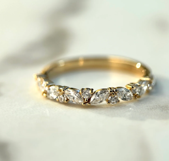 LD202-P and LD202-YG 0.60ct marquise and round cluster ring | London ...