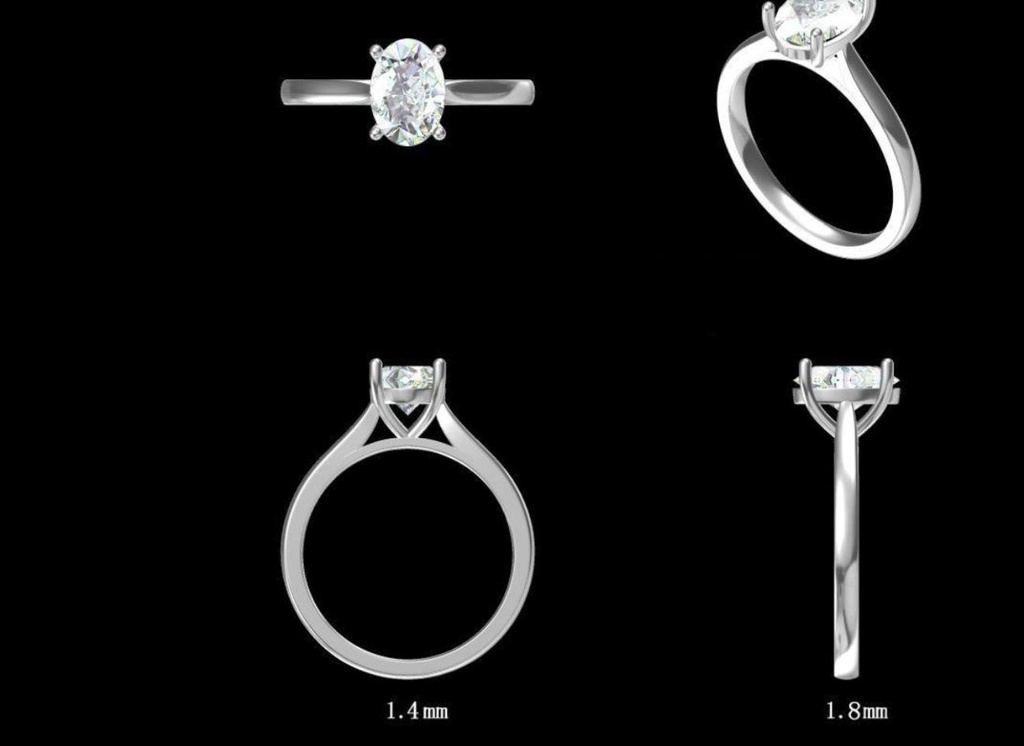 LD2040 YG or LD2040 P 1.5ct oval cathedral setting solitaire 9 x 6mm ...